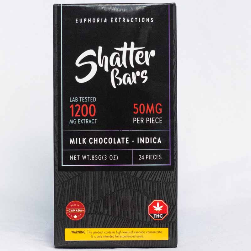 1200mg Milk Chocolate Shatter Bars Indica– Euphoria Extracts